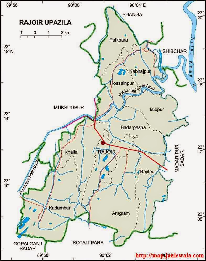 Rajoir Upazila Map, Madaripur District, Bangladesh