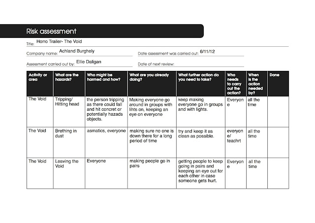 Ellie Daligan A2 Media Studies: Risk Assessment