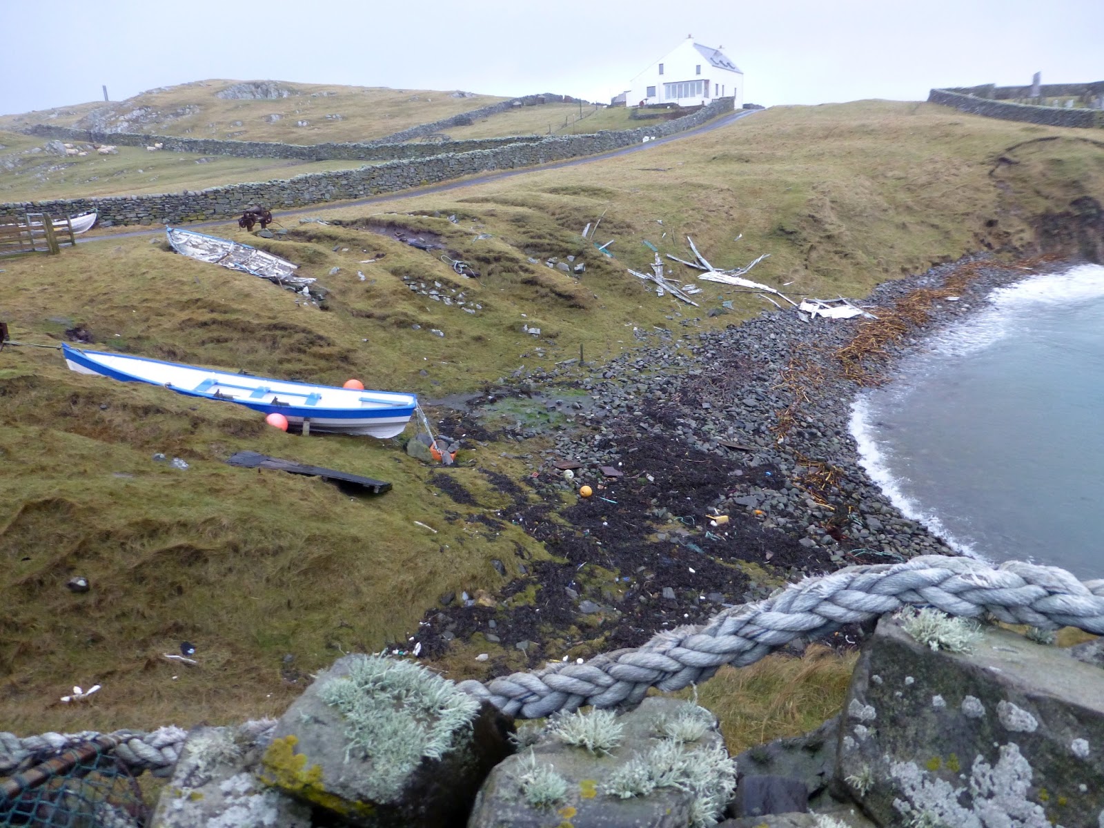 Fair Isle: Yoal never see this again. Sad lost of boats in the storm.