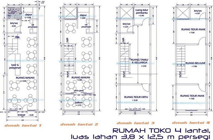 4 MODEL DENAH RUMAH RUKO MINIMALIS | MODELRUMAHE.com