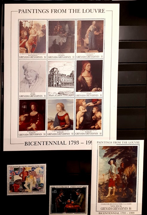 Stamps and albums for sale: Louvre paintings stamps