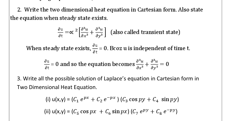 Unit 4 - Two Dimensional Heat Equation