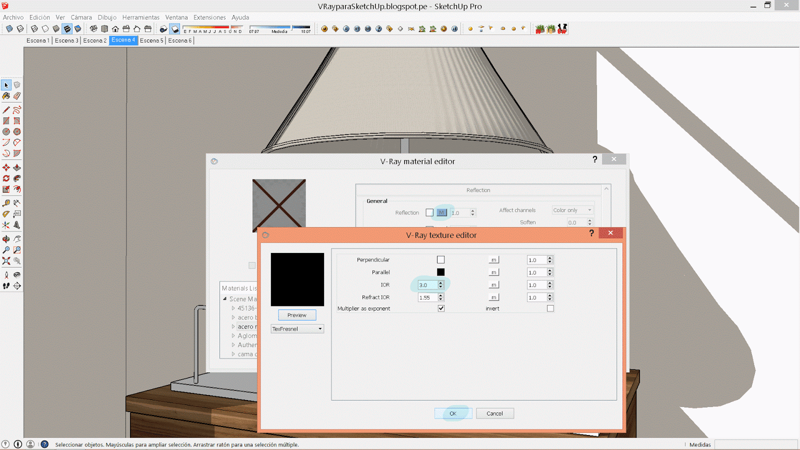 Renderizar con VRay 2.0 para SketchUp: Acero Mate