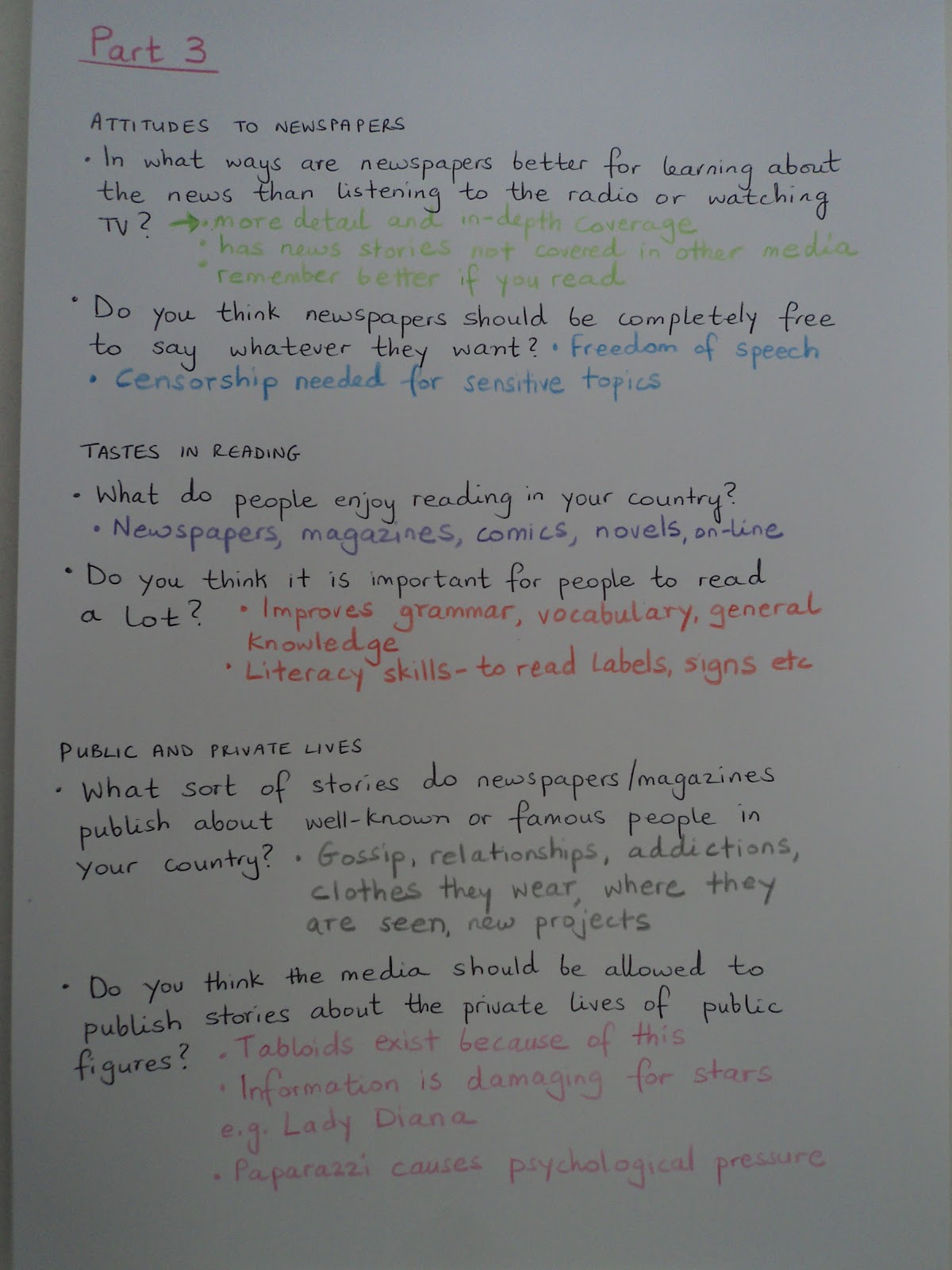 Speaking IELTS - Part 2 & 3 (Model notes) | Express Teach
