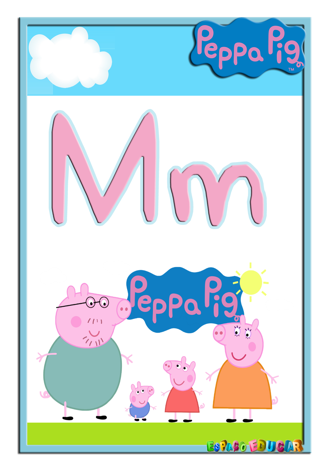 Alfabeto de Peppa Pig y su Familia. | Peppa pig, Alfabetos, Alfabeto