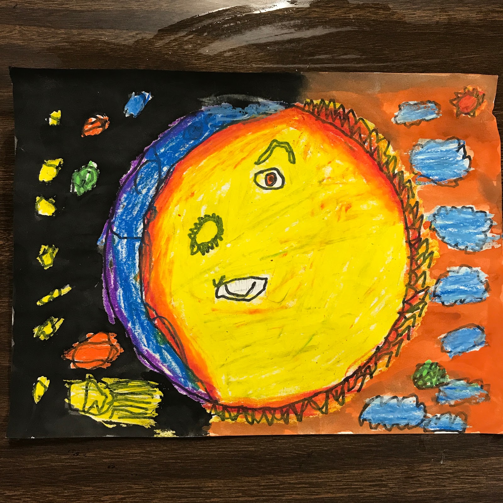 Elements of the Art Room: 4th Grade Eclipse inspired Suns & Moons!