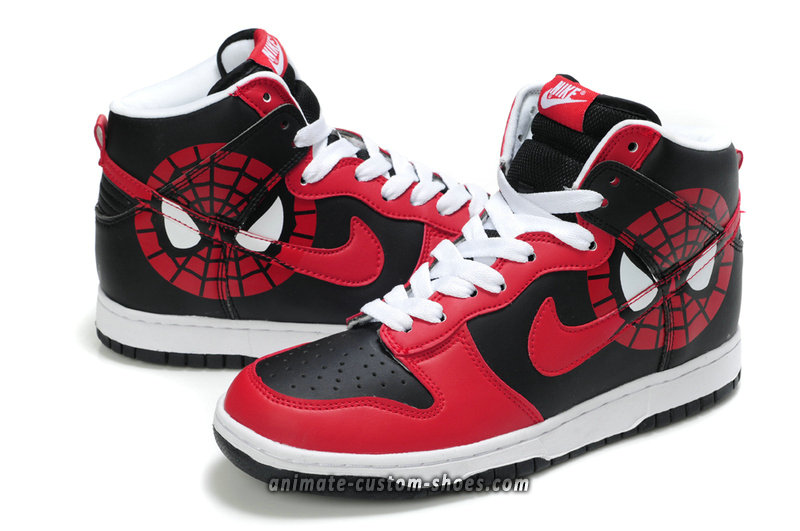 Animate Custom Shoes: Superhero Nike dunks, Red nike shoes custom high tops