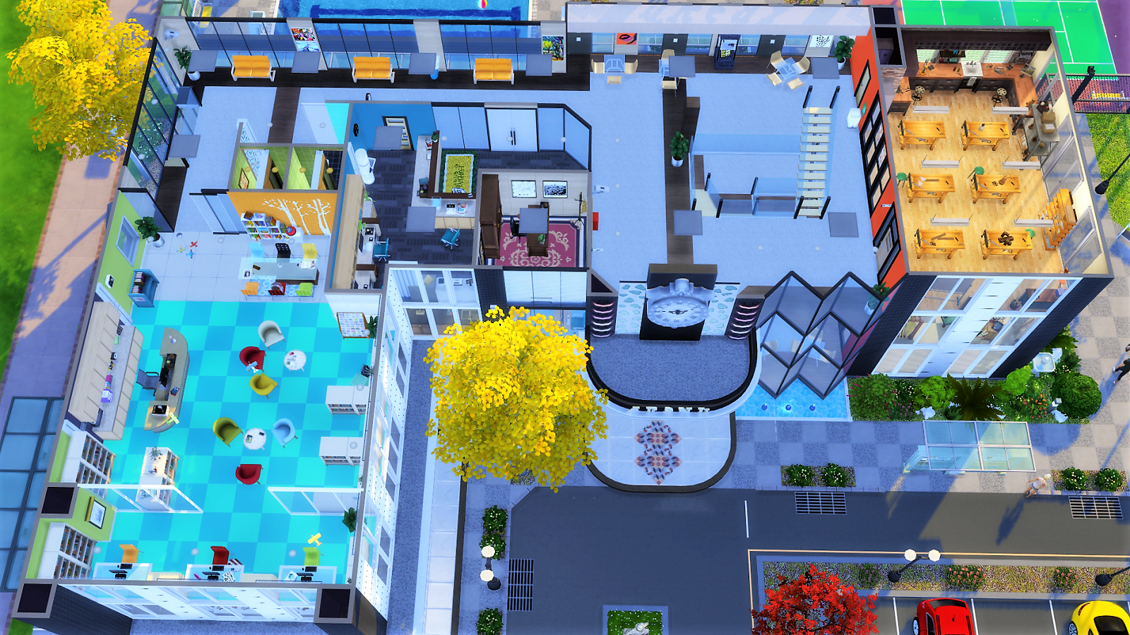 sim house design workshop: Sims 4 Rainbow High School ----- 七彩中学