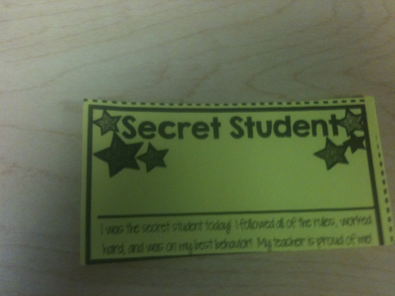 Teaching Little Miracles: Secret Student