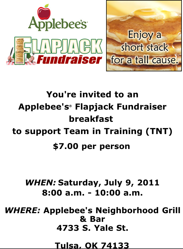 Renee's Running For a Reason!: Applebee's Flapjack Pancake Fundraiser