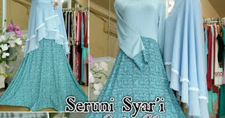 RUMAH BUSANA BUNDA (Heni Fashion): SERUNI SYARI BABY BLUE BAJU HIJABERS GAMIS SYARI JERSEY MOTIF
