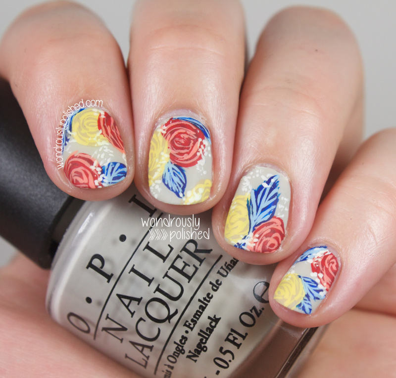 Wondrously Polished: NAGG - Day 7: Primary Colors, Rose Nail Art