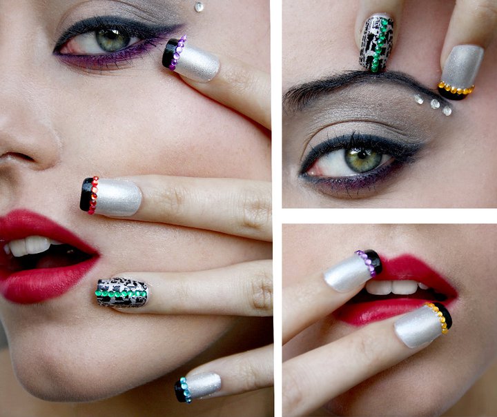 Nail Stories: Nail Photo shoot 1 - Polka Dots & Rhinestone Black French ...