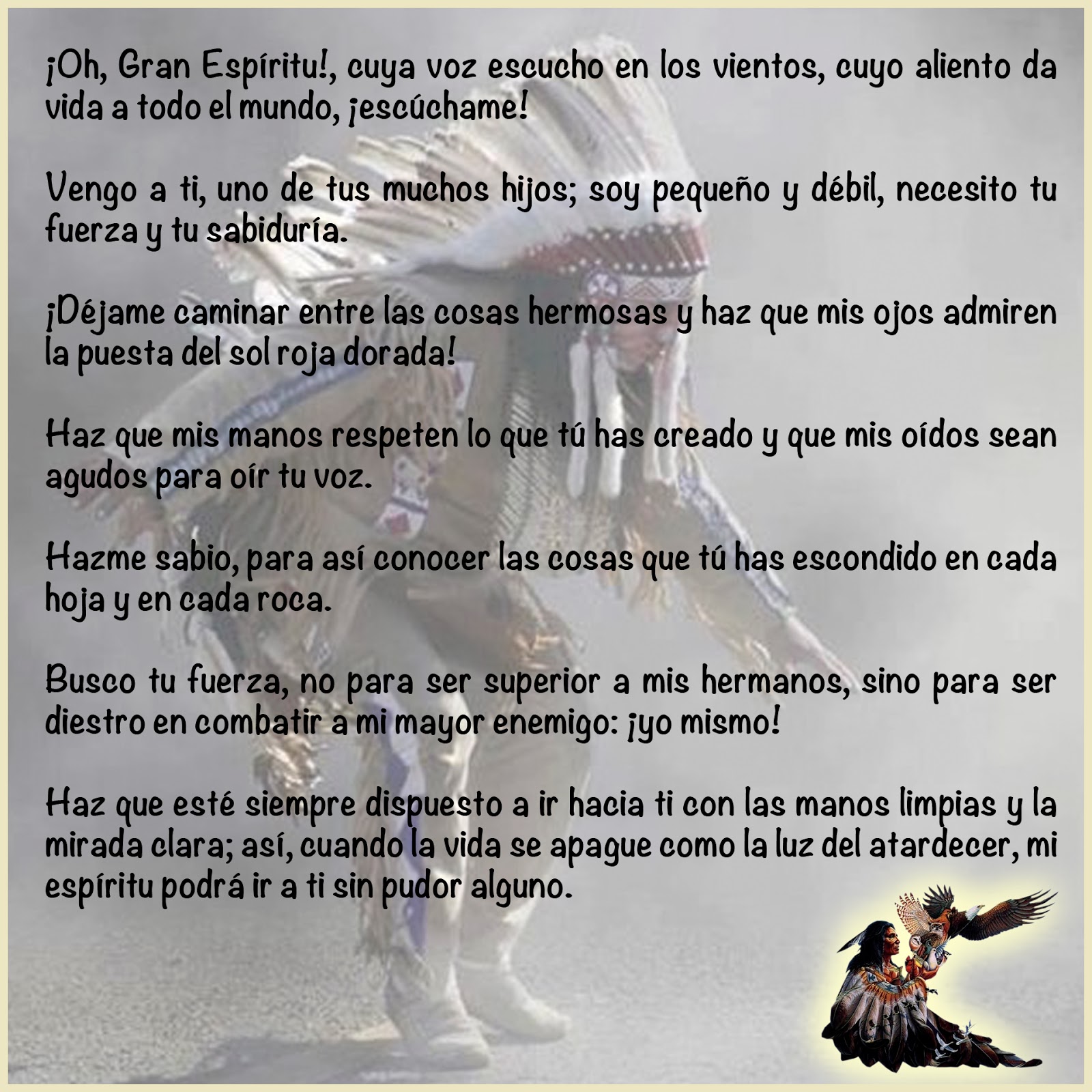 Gran Espíritu estás en mí: Oración de un Indio Americano