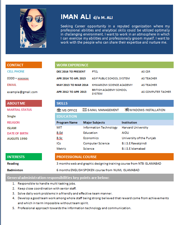 Random - CV templates in MS Word Format