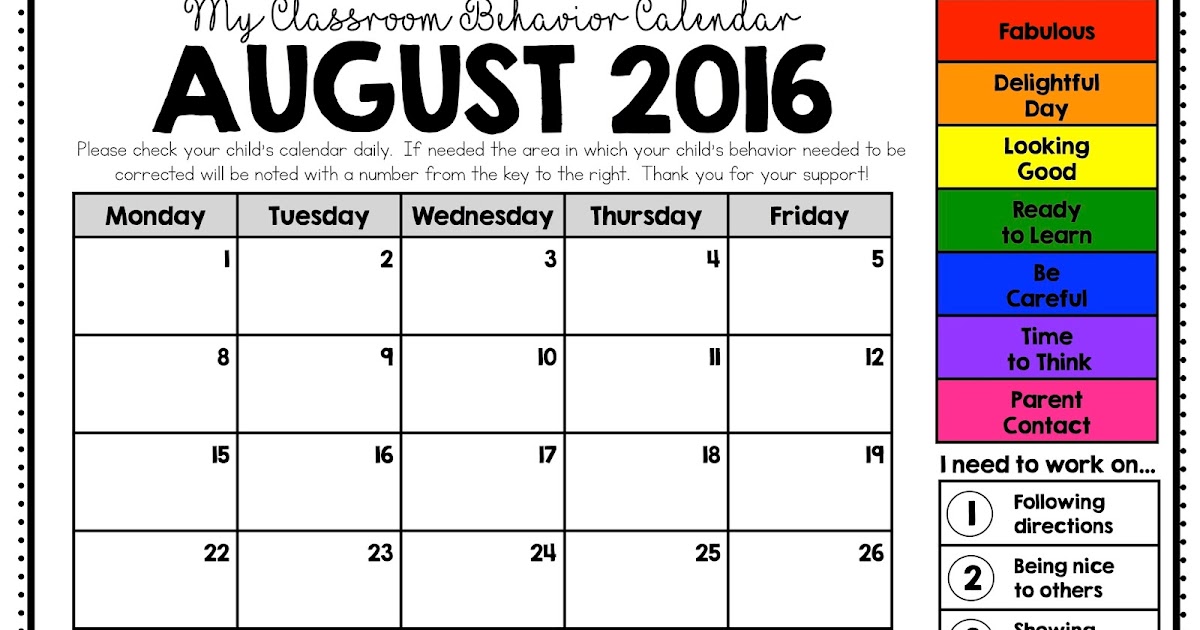 My Teacher Heart: Behavior calendars