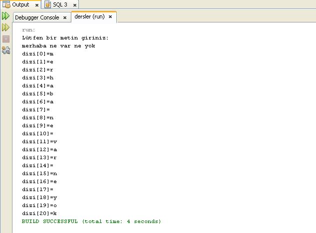 Java Ders ve Örnekleri: Java Girilen metni harf harf diziye ekleme
