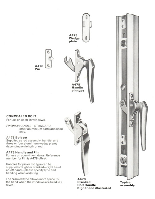 Metal Window Parts: Casement Handle - Bolt Handle.