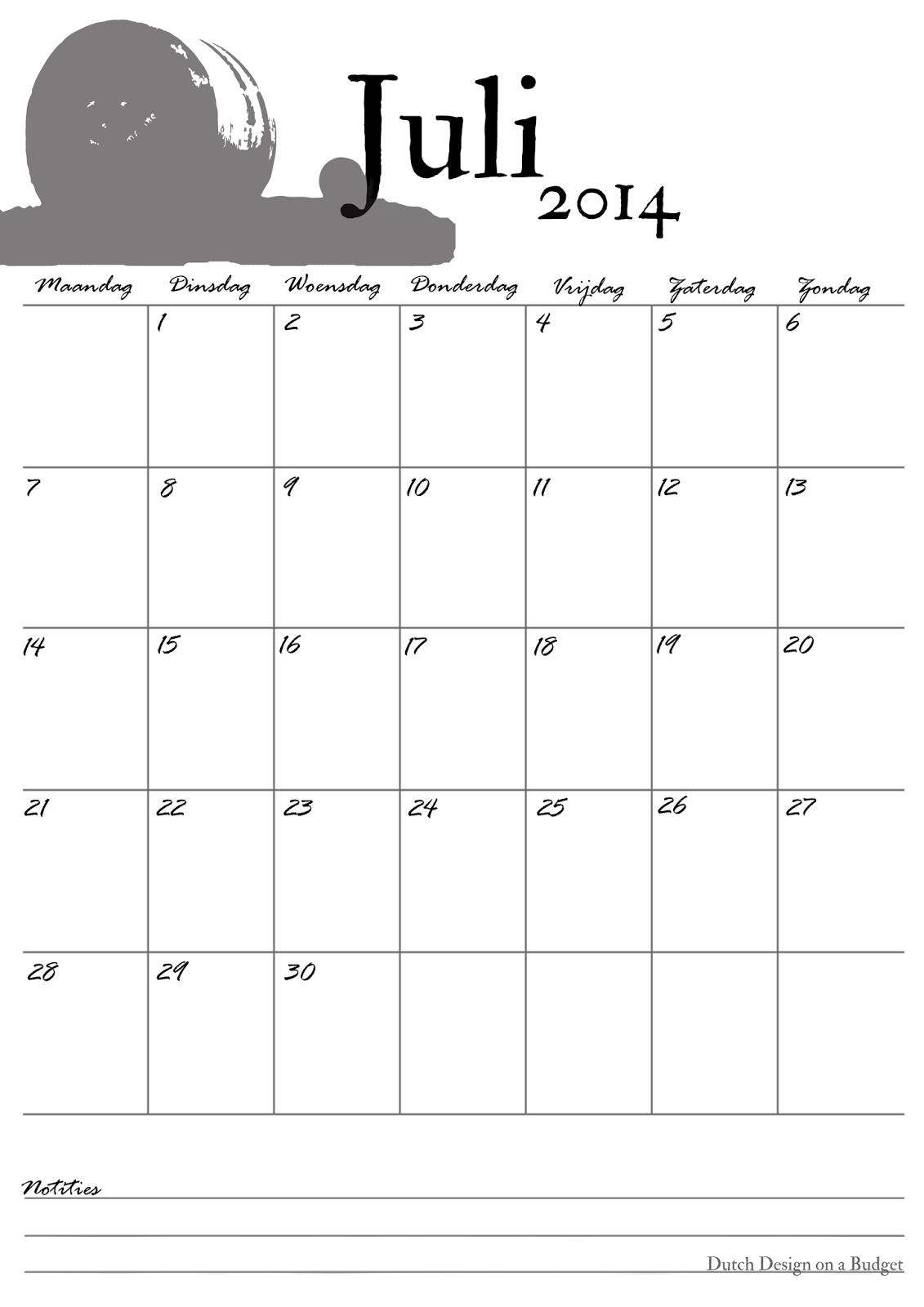 Dutch Design on a Budget: Kalender Juli!