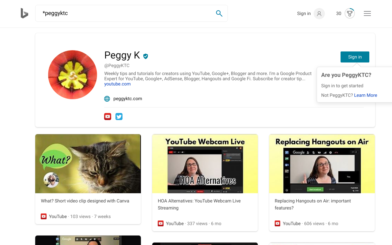 Set up a Bing Page for your public persona or business brand