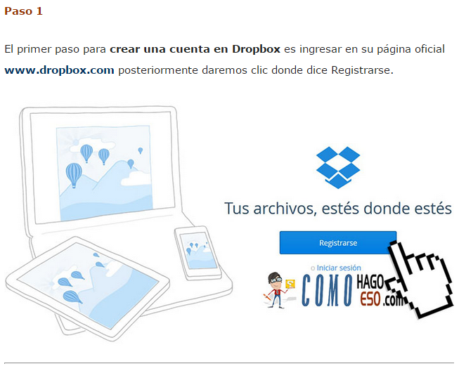 dropbox : Pasos para crear una cuenta en dropbox