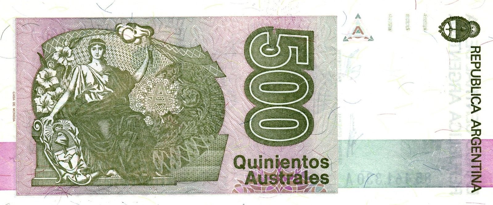 Argentina 500 Australes banknote 1990 Nicolas Avellaneda|World ...