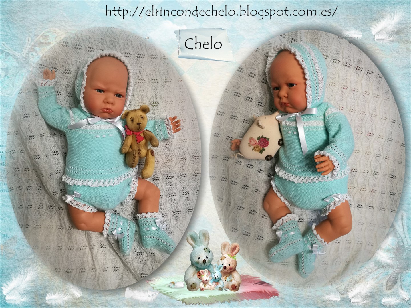 El rincón de Chelo: Conjunto para bebé en verde claro