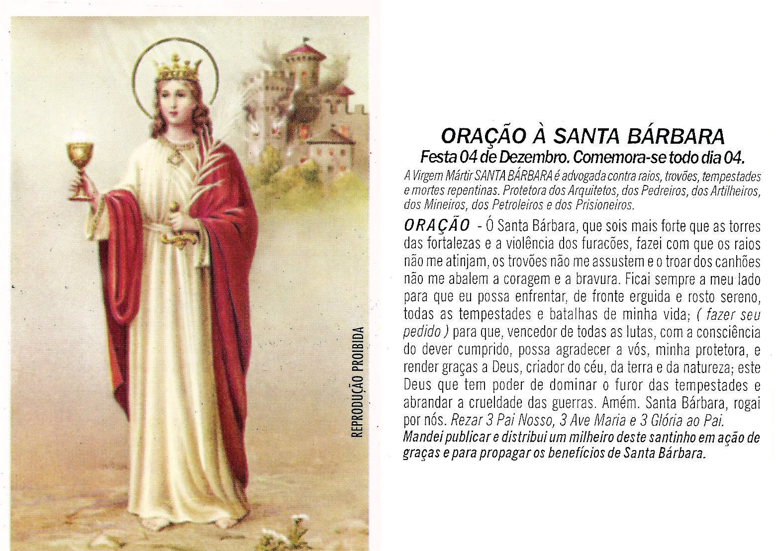 Blog do Paredinha: Oração à Santa Bárbara