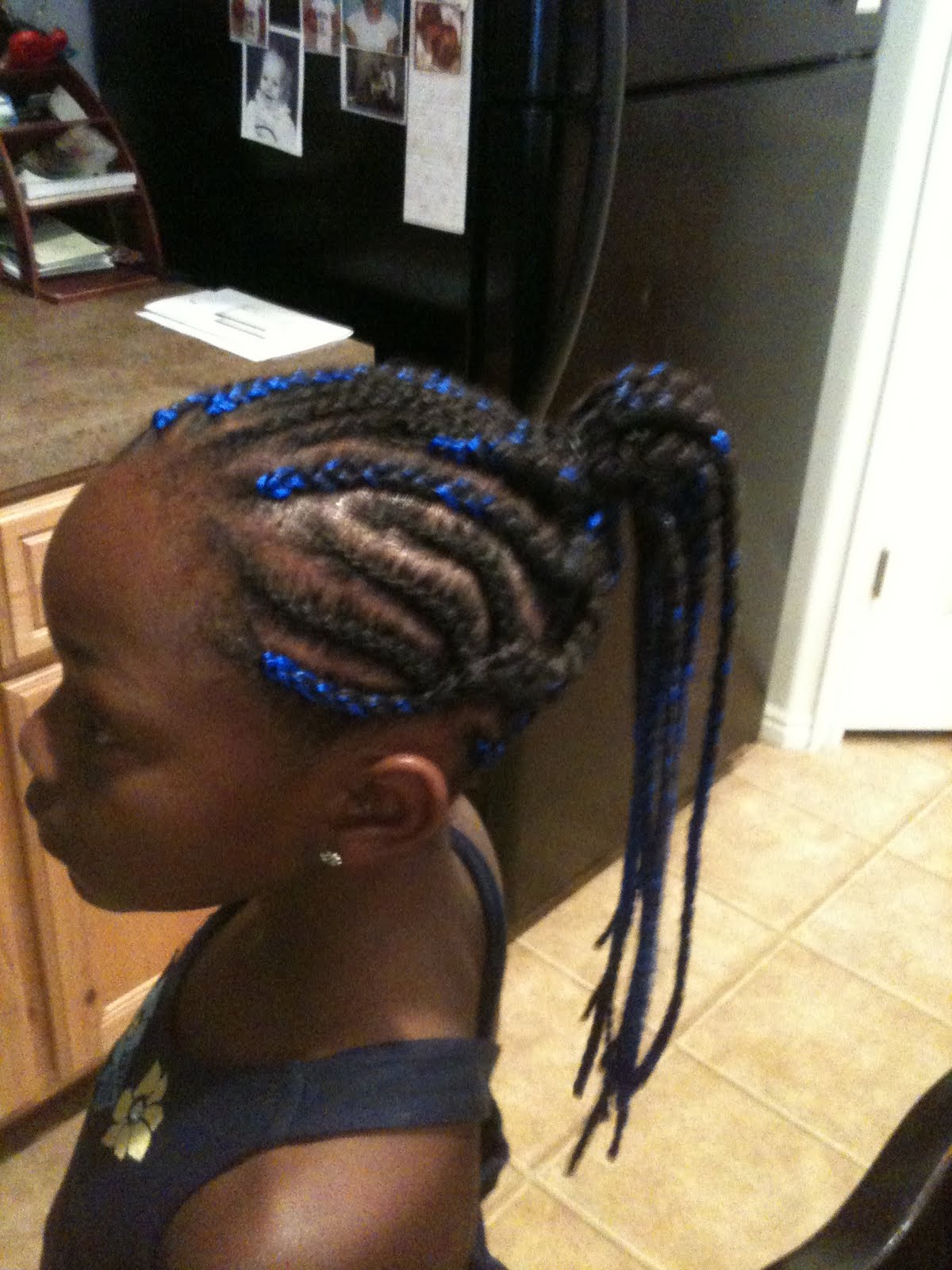 Cornrows Braids Extensions: Blue Cornrow Ponytail