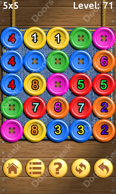 Buttons and Scissors 5x5 Level 71 ~ Doors Geek