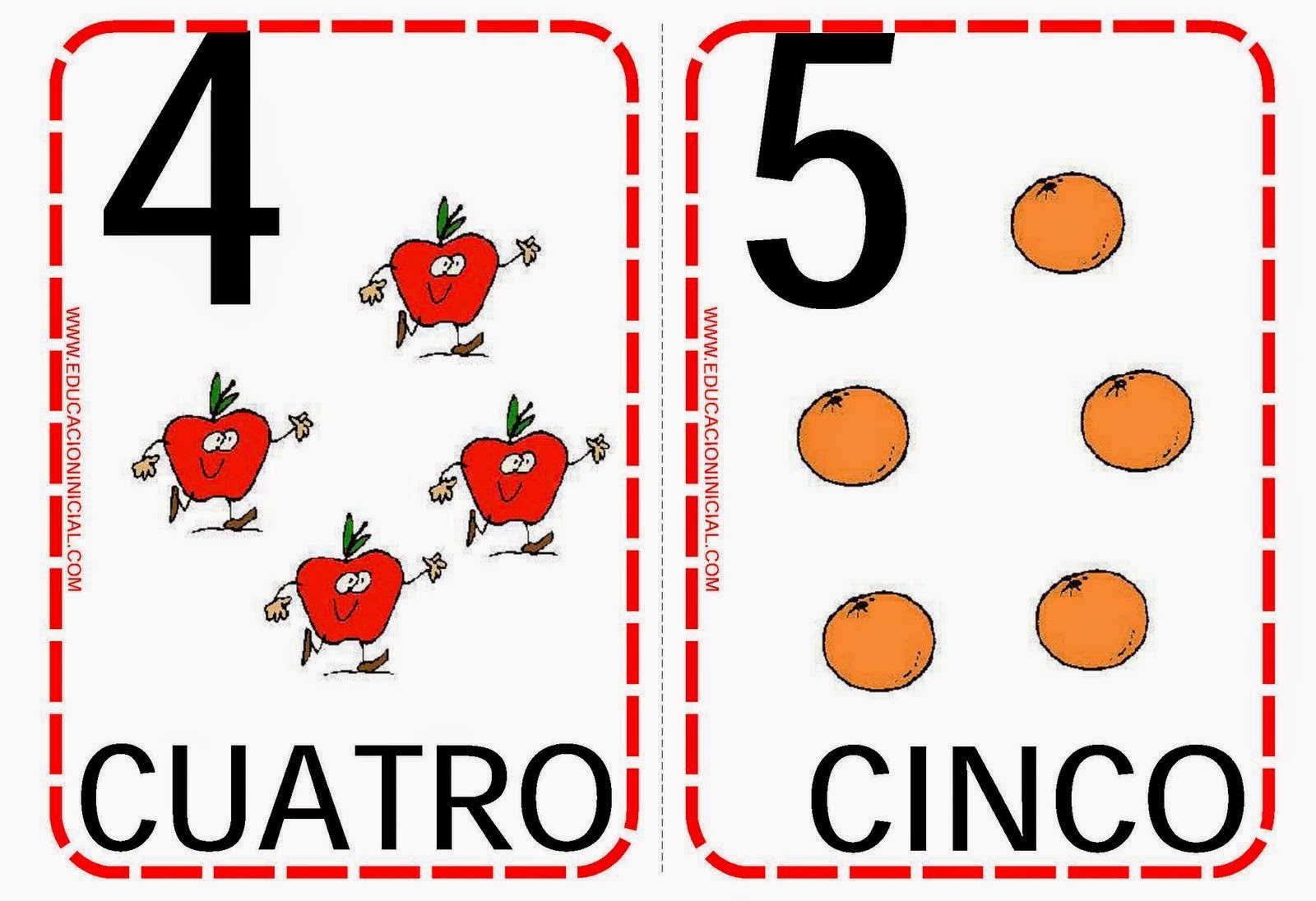 Cartazes coloridos com numerais em espanhol-ESPAÇO EDUCAR