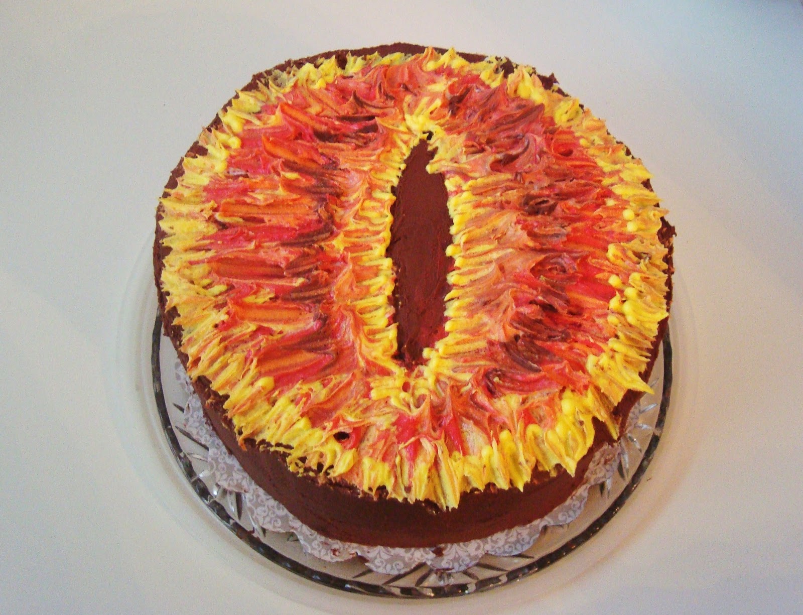 with hair disheveled: Eye of Sauron Cake