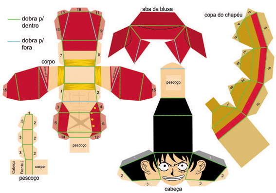 cara do papel: Paper Toy - Luffy: One Piece