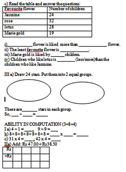 KV AFS PRIMARY SECTION HOME WORKS Class 3 Maths Sa2 Model Question kv-afs-primary-section-home-works-class-3-maths-sa2-model-question