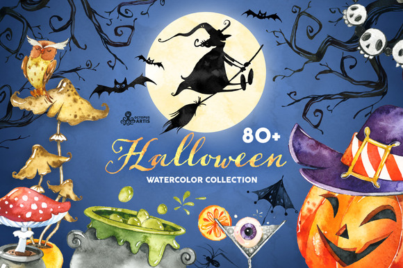 Creative Idea: Hallowen Bundle,icons,elements,invitations