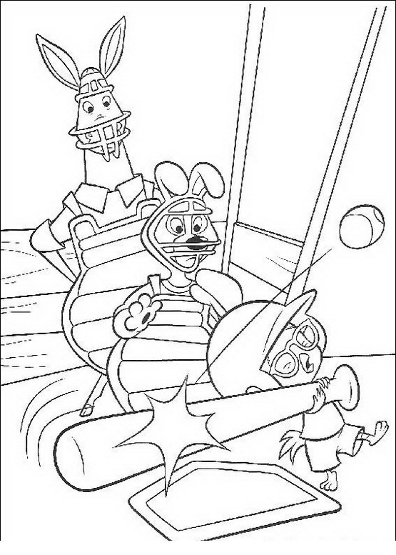 Chicken Little jugando Baseball para colorear - COLOREA TUS DIBUJOS