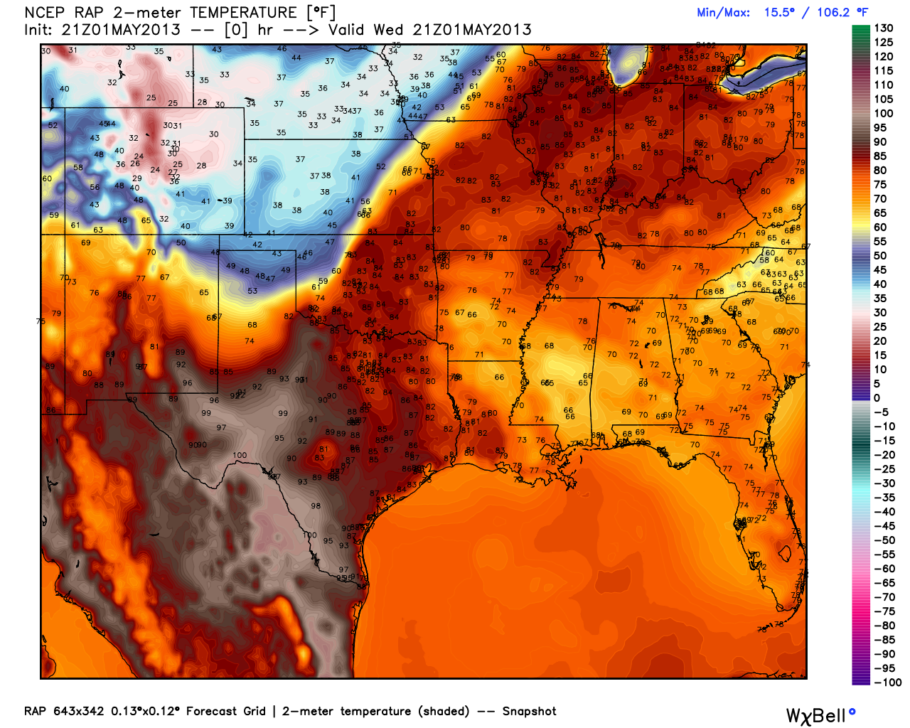 Latest Area Temps Depict The Position Of The Cold Front.
