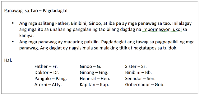 Filipino - Pagdadaglat