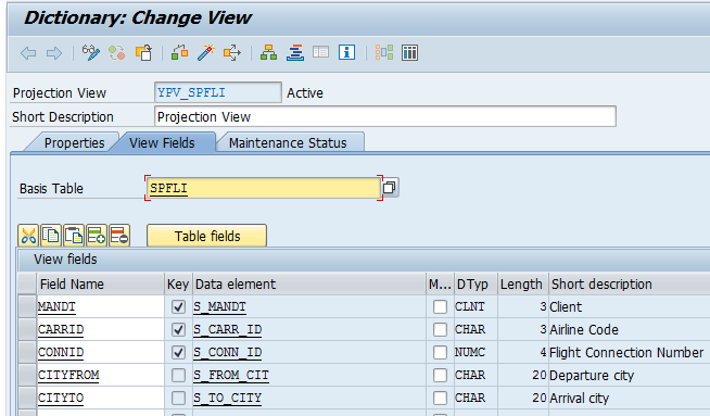 Tutorials for SAP ABAP: Projection View