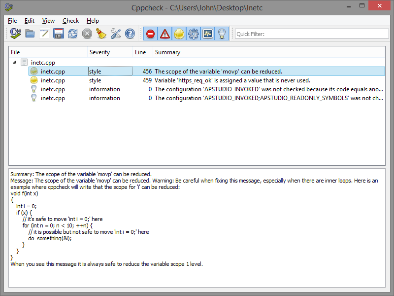 Portable Apps: C/C++ analysis tool