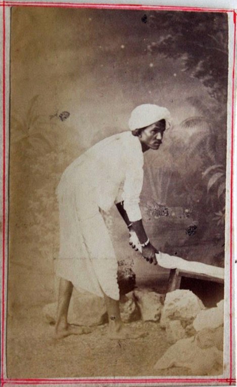 A Washerman or Dhobi - Vintage Photograph c1880's - Old Indian Photos