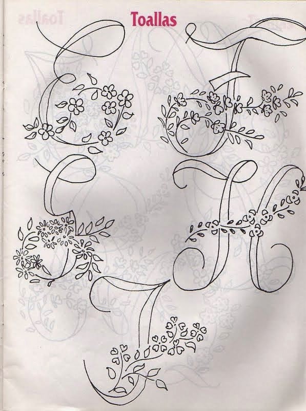 Bordado Passo a Passo: Risco de alfabeto para pintura e bordado com flores