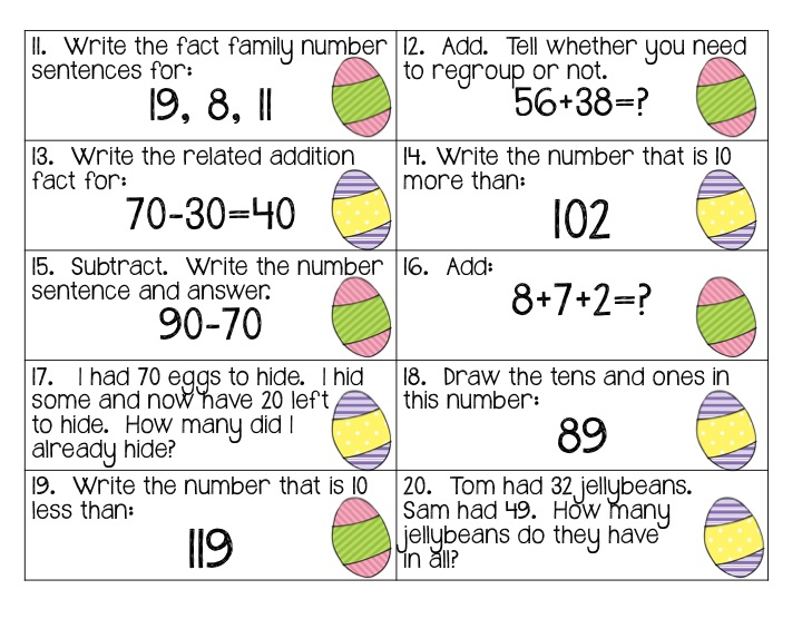 Rulin' The Roost: Easter Math Review Freebie