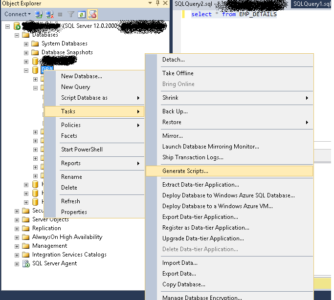 Dba Centrals How To Take Backup Of Table In Sql Server Using Generate Scripts
