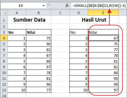 Belajar Excel: Cara Mengurutkan Data dengan Rumus di Excel