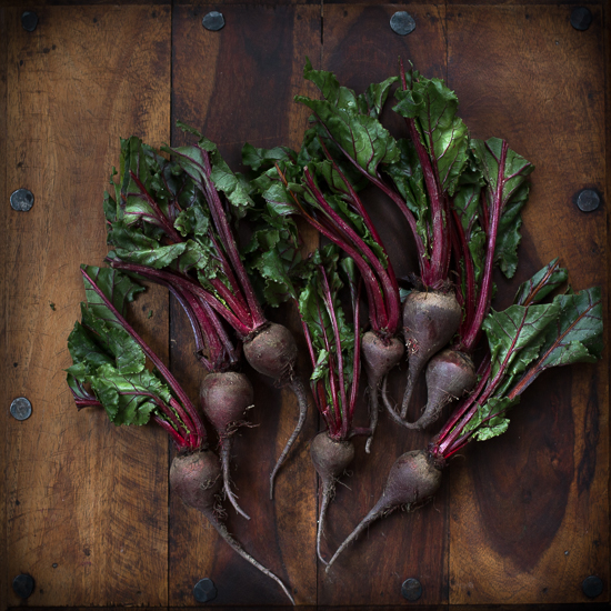 three little halves: Beet Salad with Blackberry Coulis and Goat Cheese
