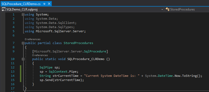 Steps for how to create CLR Stored Procedure in SQL Server
