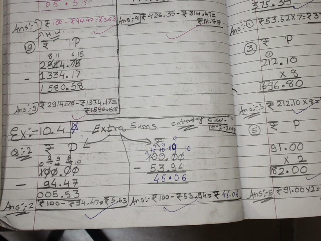 Maths Notebook Work