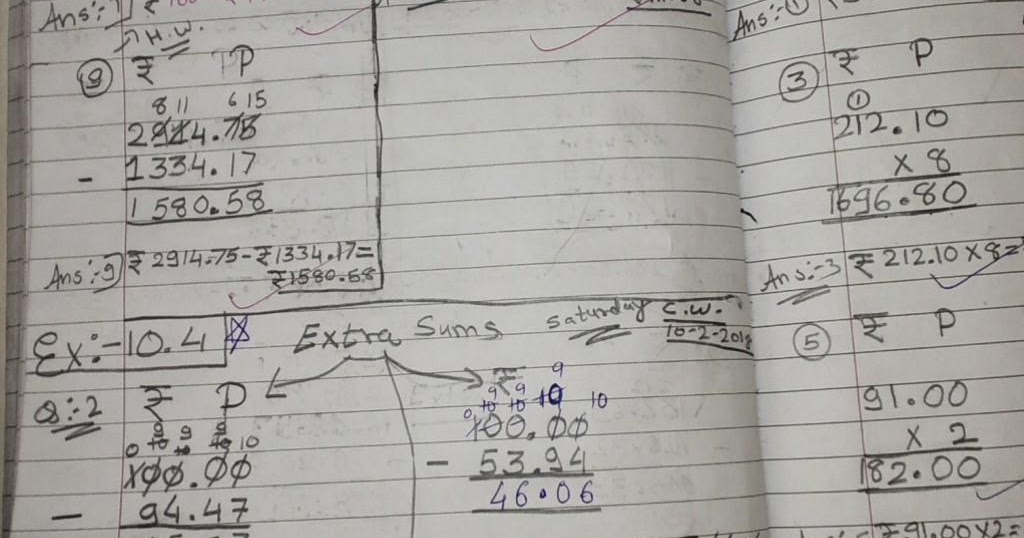 Maths Notebook Work